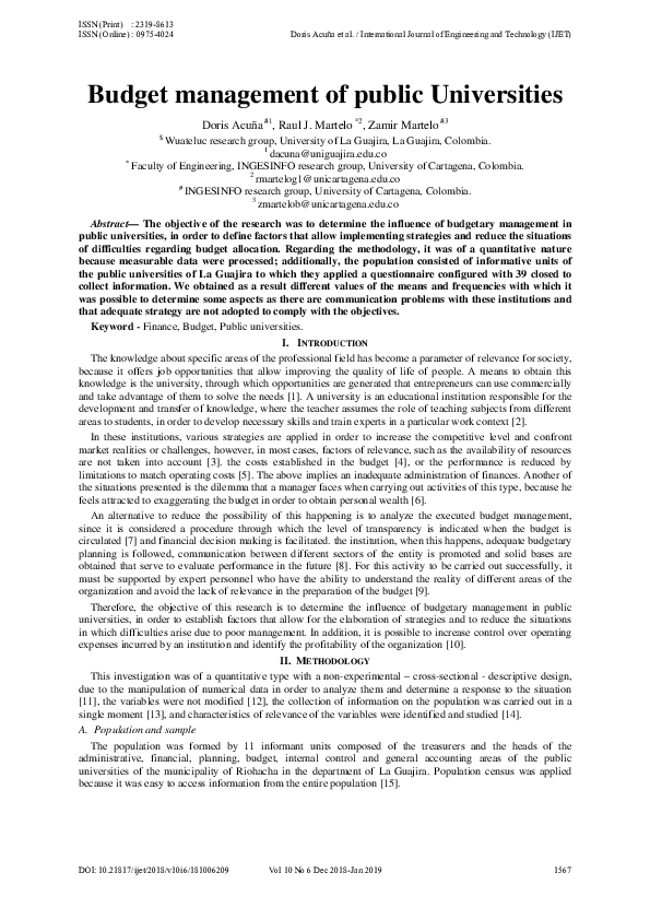 (PDF) Budget management of public Universities