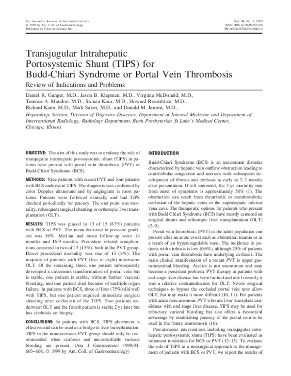 (PDF) Transjugular intrahepatic portosystemic shunt in cavernomatous ...