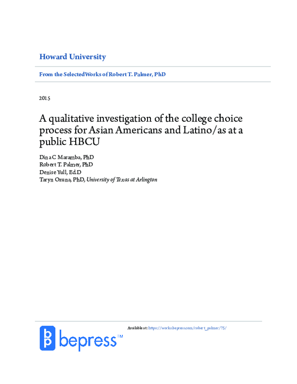 (PDF) A qualitative investigation of the college choice process for ...