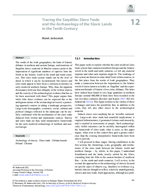 (PDF) Tracing the Saqaliba: Slave Trade and the Archaeology of the ...