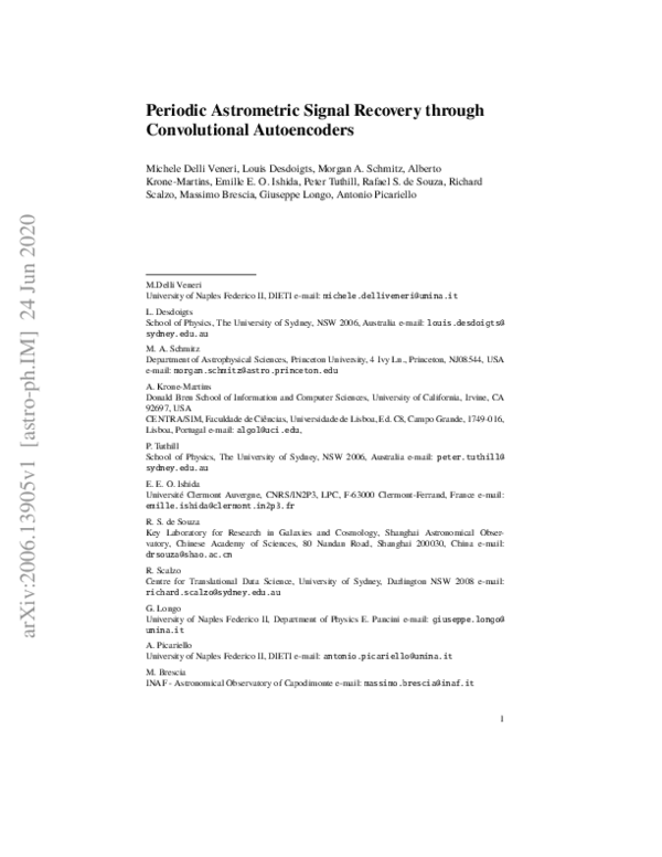 (PDF) Periodic Astrometric Signal Recovery Through Convolutional Autoencoders