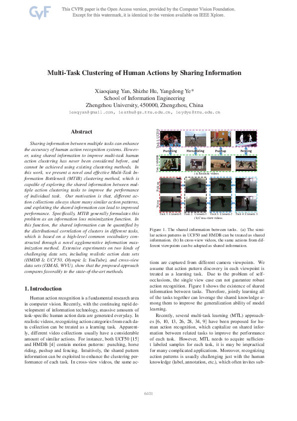 (PDF) Multi-task Clustering of Human Actions by Sharing Information | Jyoshnasri Mandyam ...