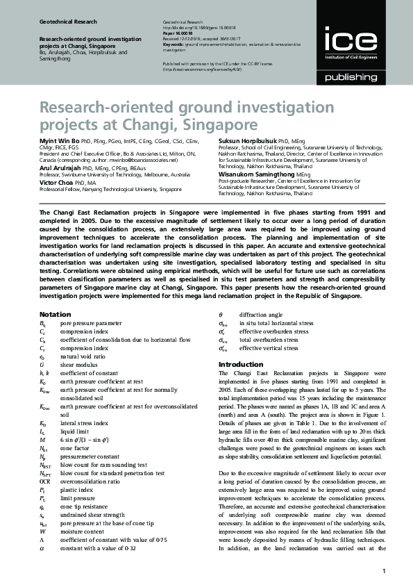 (PDF) Research-oriented ground investigation projects at Changi ...