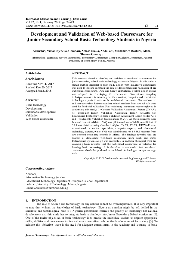 (PDF) Web-Based Courseware for Nigerian Students