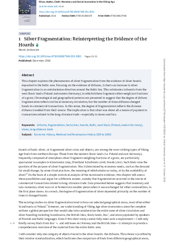 (PDF) Silver Fragmentation: Reinterpreting the Evidence of the Hoards