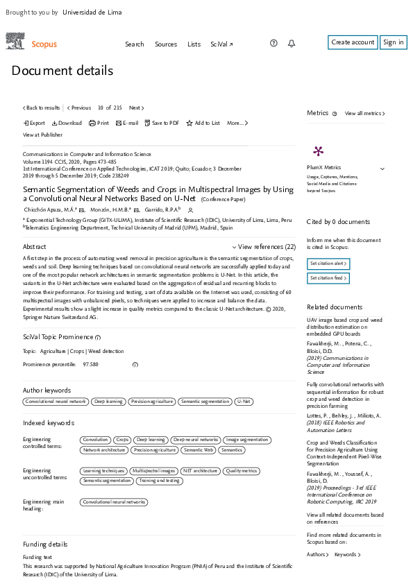 Pdf Semantic Segmentation Of Weeds And Crops In Multispectral Images By Using A Convolutional