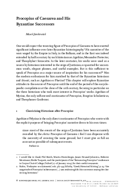 (PDF) Procopius and his Byzantine Successors