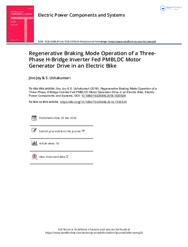 (PDF) Regenerative Braking Mode Operation of a Three-Phase H-Bridge ...