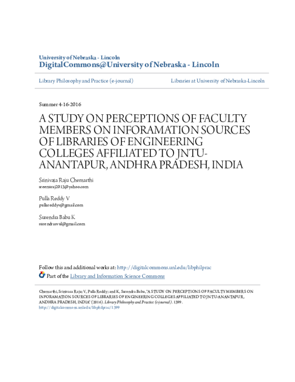 (PDF) A Study on Perceptions of Faculty Members on Inforamation Sources ...