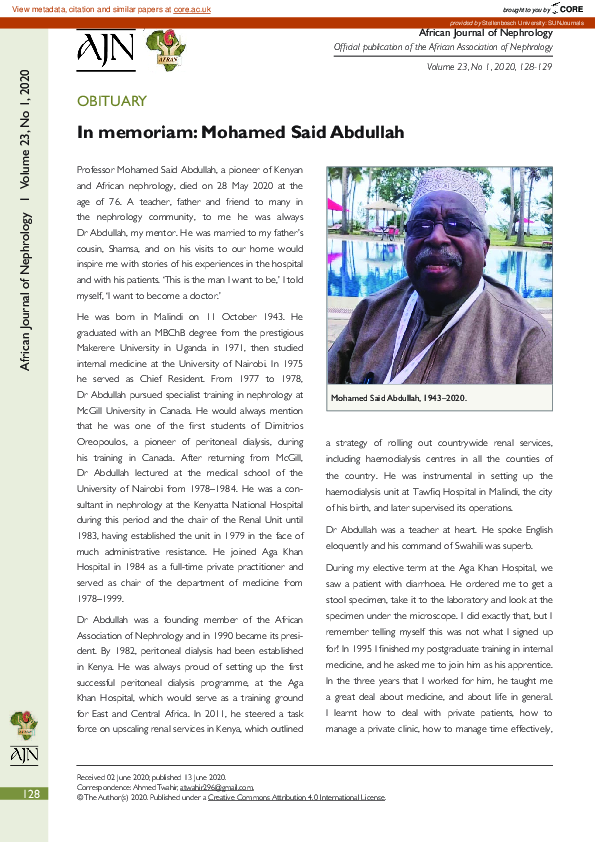 (PDF) In memoriam: Mohamed Said Abdullah