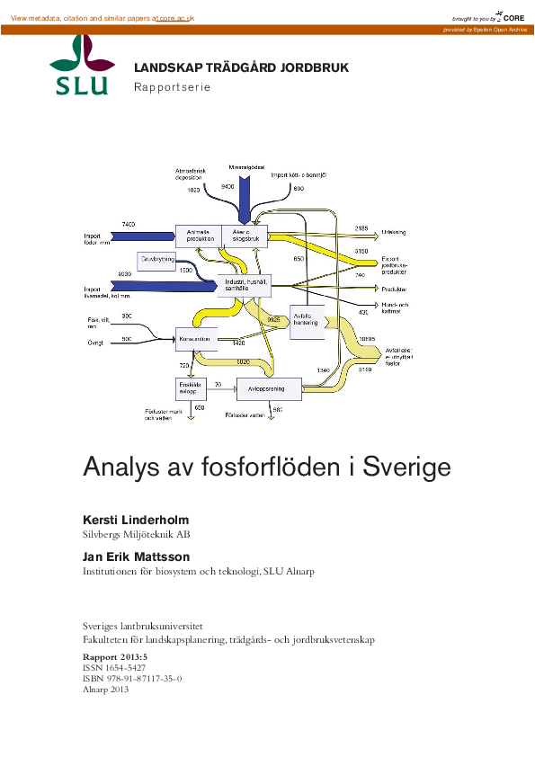 (PDF) Analys av fosforflöden i Sverige