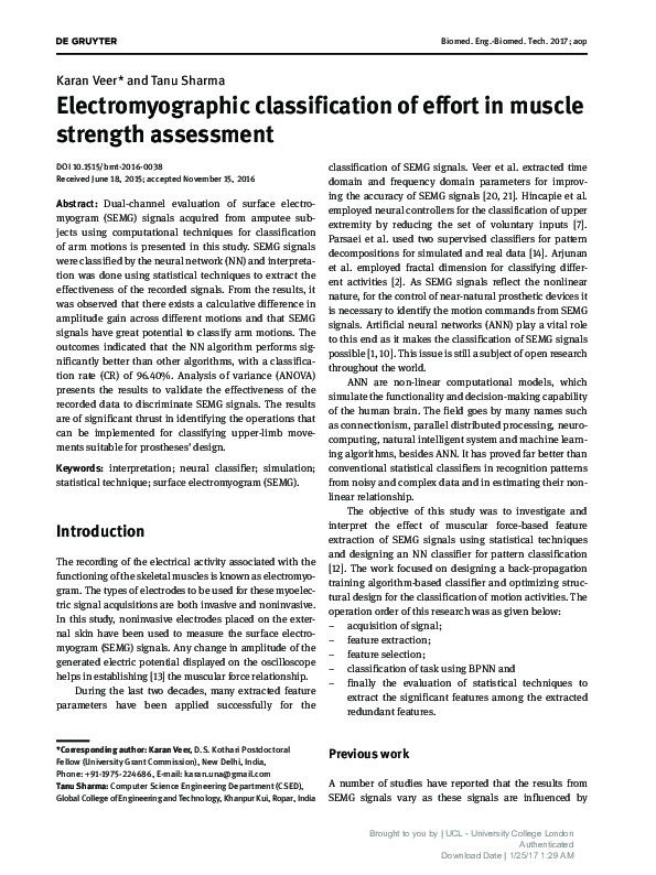 (PDF) Electromyographic classification of effort in muscle strength ...