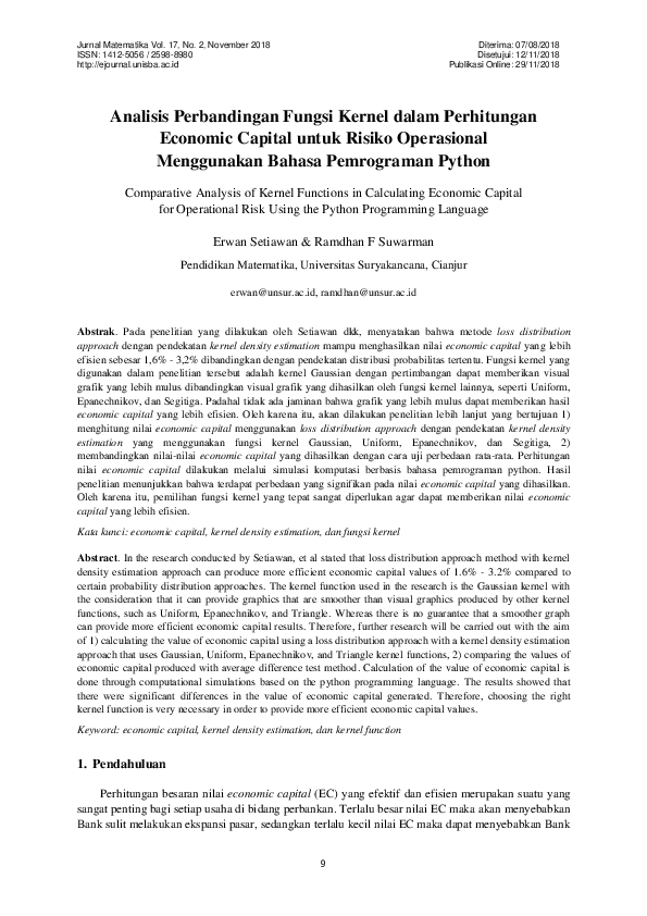 (PDF) Analisis Perbandingan Fungsi Kernel dalam Perhitungan Economic ...