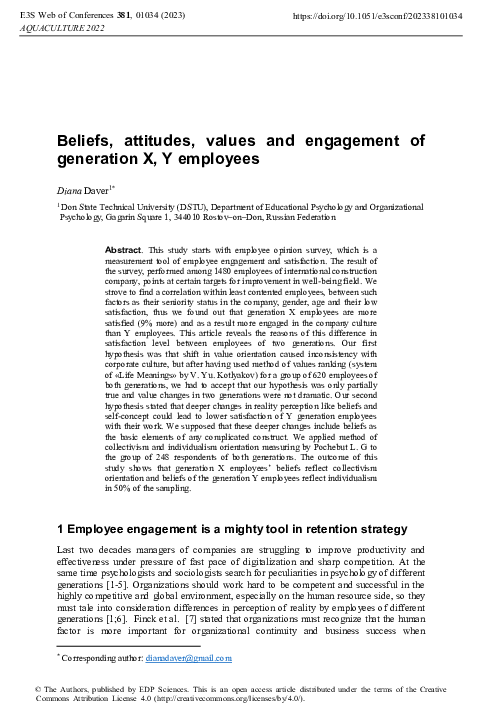 (PDF) Beliefs, attitudes, values and engagement of generation X, Y ...