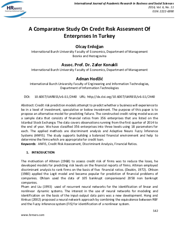 (PDF) A Comparative Study On Credit Risk Assessment Of Enterprises In ...