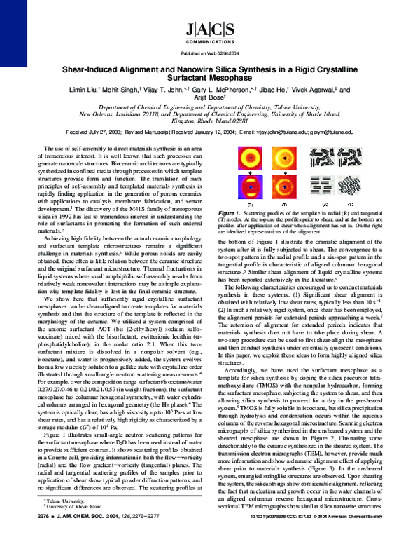 (PDF) Shear-Induced Alignment and Nanowire Silica Synthesis in a Rigid ...
