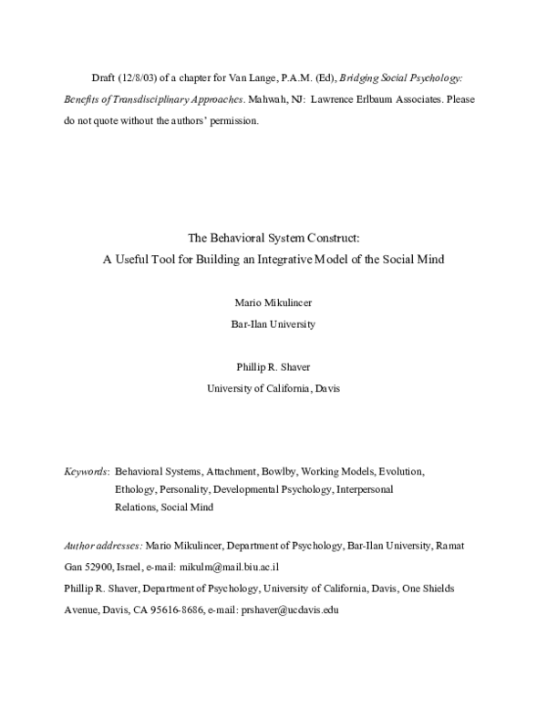 (DOC) The behavioral systems construct: A useful tool for building an ...