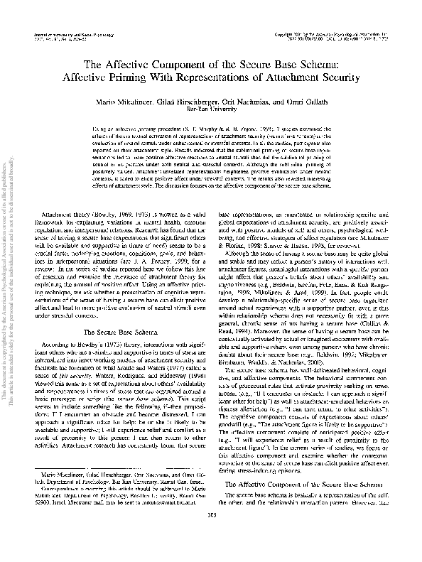(PDF) The affective component of the secure base schema: Affective ...