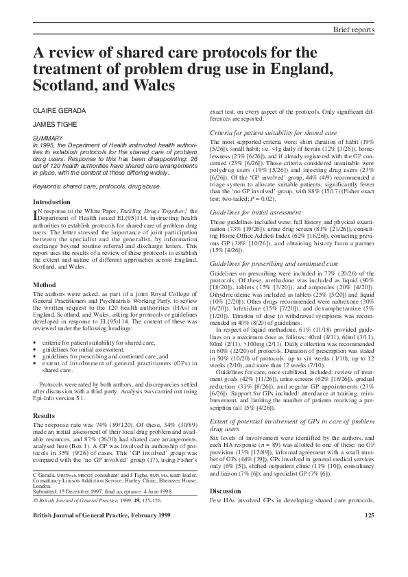 (PDF) A review of shared care protocols for the treatment of problem ...