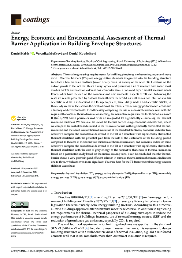 (PDF) Energy, Economic and Environmental Assessment of Thermal Barrier ...