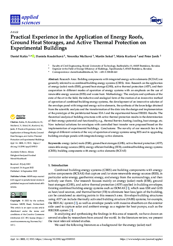 (PDF) Practical Experience in the Application of Energy Roofs, Ground ...