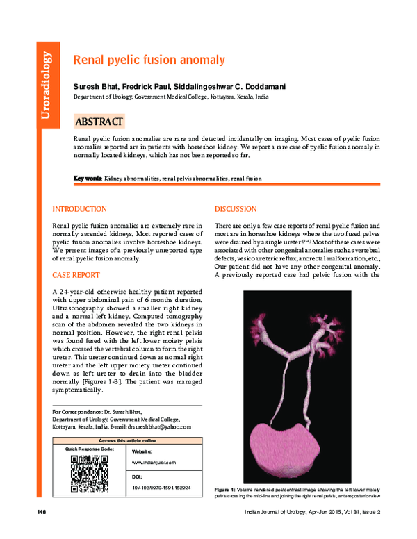 (PDF) Renal pyelic fusion anomaly