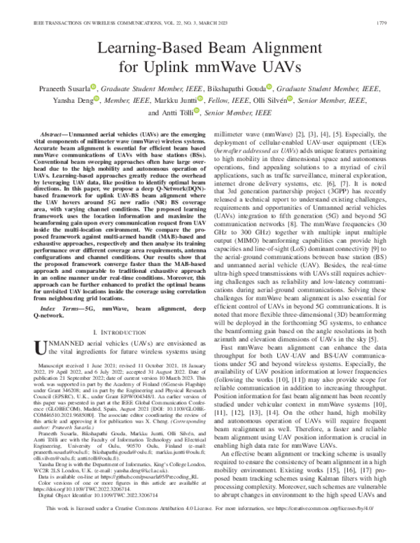 (PDF) Learning-Based Beam Alignment for Uplink mmWave UAVs