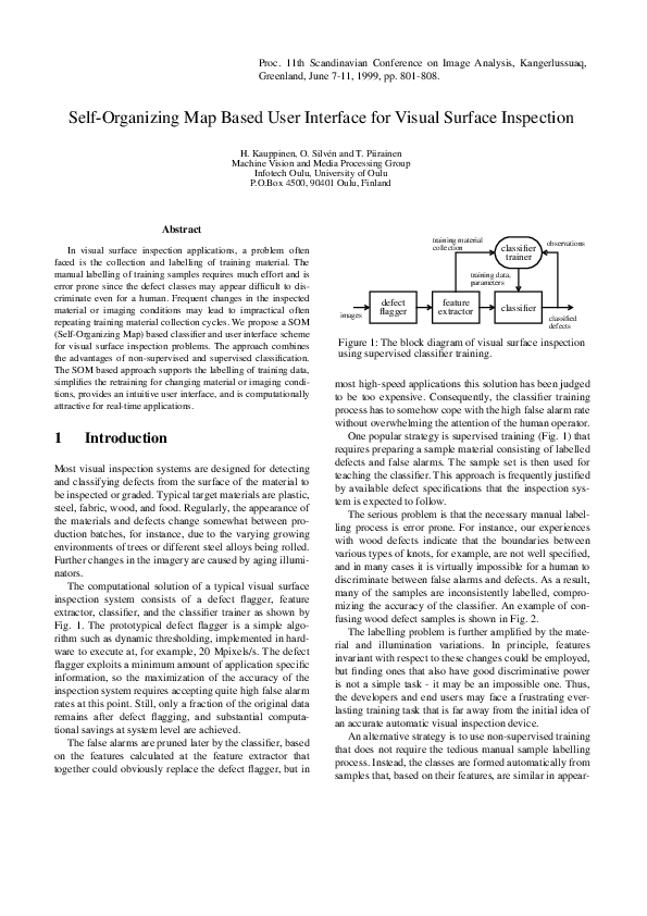 (PDF) Self-organizing map based user interface for visual surface inspection | Olli Silven ...