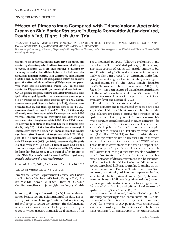 (PDF) Effects of Pimecrolimus Compared with Triamcinolone Acetonide ...