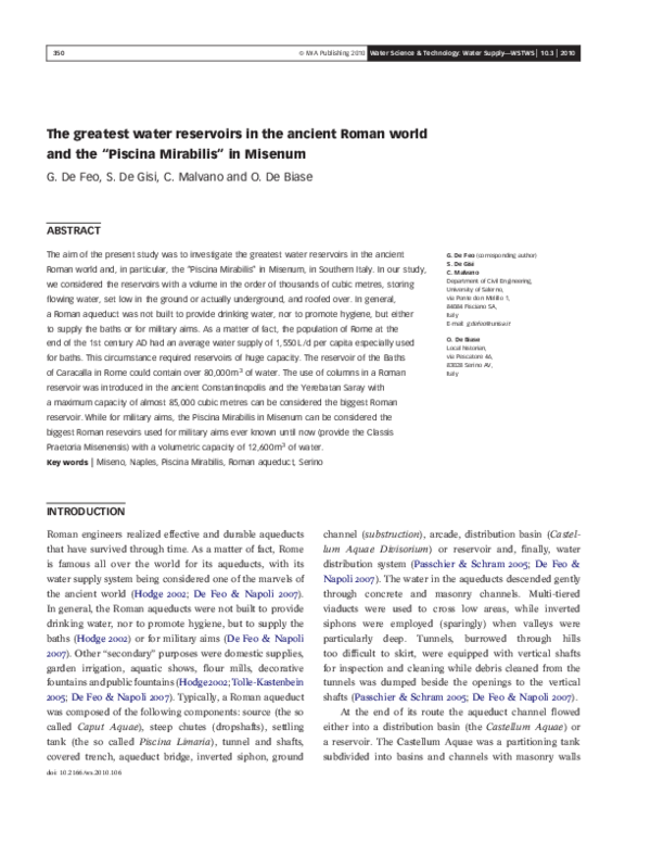 (PDF) The greatest water reservoirs in the ancient Roman world and the ...