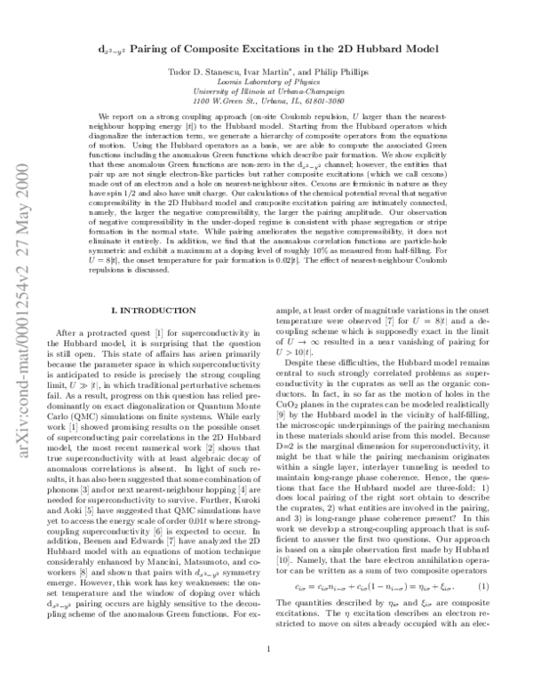 (PDF) dx2-y2 pairing of composite excitations in the two-dimensional ...