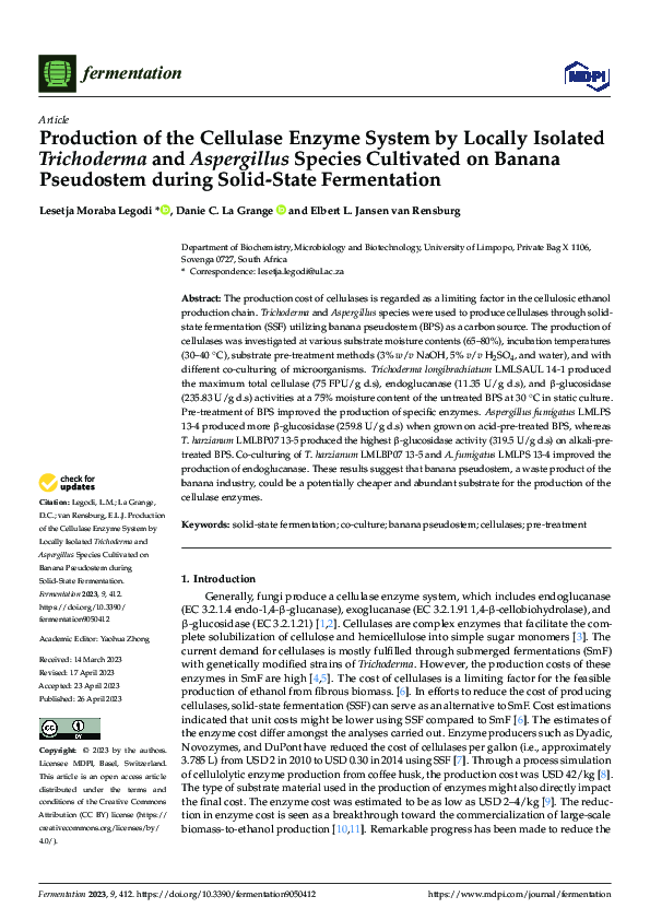 Pdf Production Of The Cellulase Enzyme System By Locally Isolated Trichoderma And Aspergillus