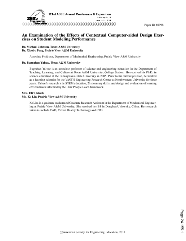 (PDF) An Examination of the Effects of Contextual Computer-Aided Design Exercises on Student ...