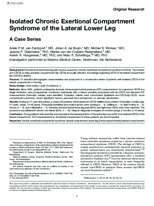 (PDF) Isolated Chronic Exertional Compartment Syndrome of the Lateral Lower Leg