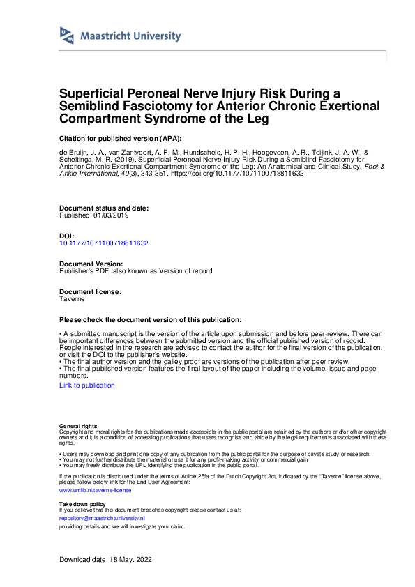 (PDF) Superficial Peroneal Nerve Injury Risk During a Semiblind ...