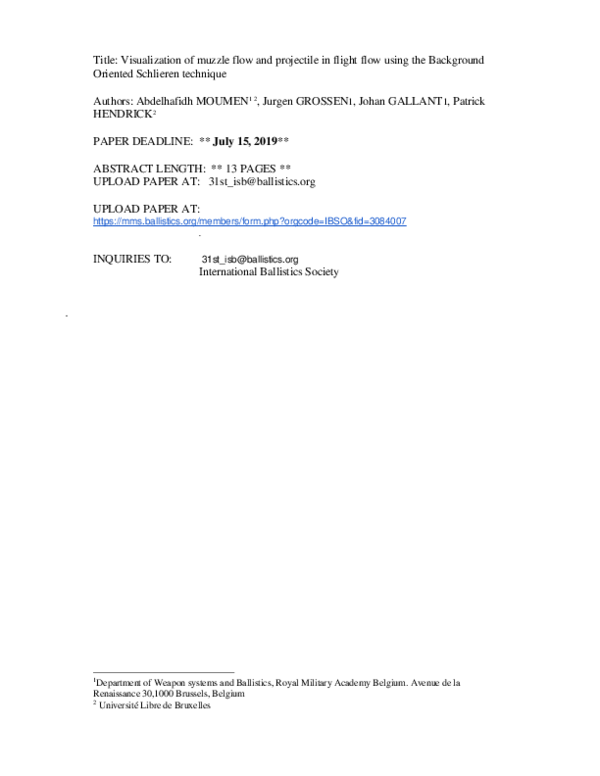 Pdf Visualization Of Muzzle Flow And Projectile In Flight Flow Using The Background Oriented