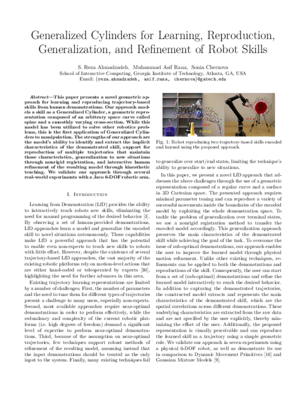 (PDF) Generalized Cylinders for Learning, Reproduction, Generalization, and Refinement of Robot ...