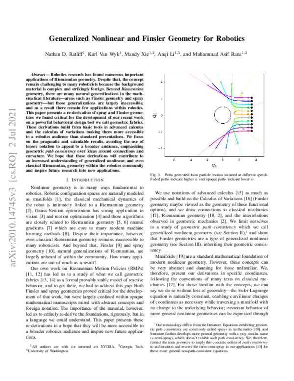 (PDF) Generalized Nonlinear and Finsler Geometry for Robotics