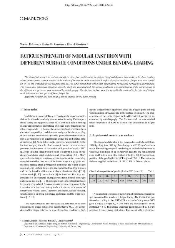 (PDF) Fatigue Strength of Nodular Cast Iron with Different Surface ...