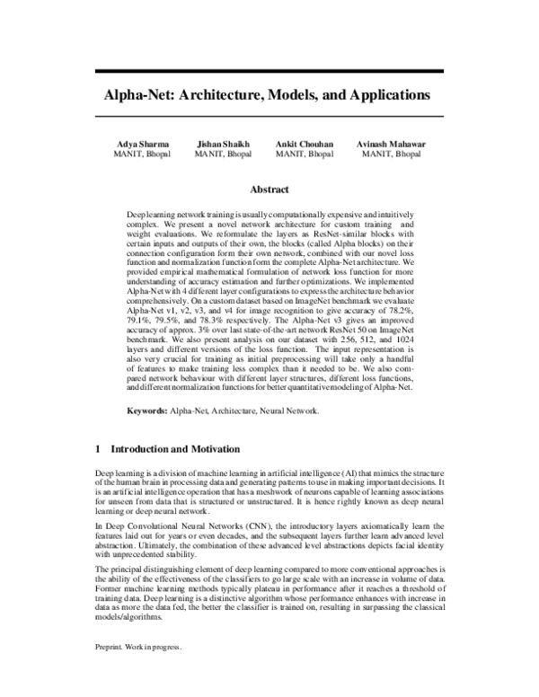 (PDF) Alpha-Net: Architecture, Models, and Applications