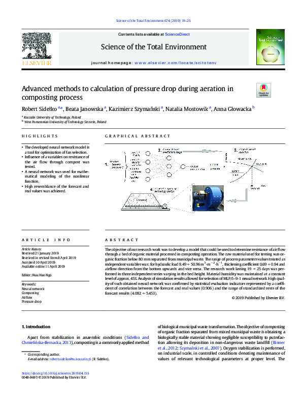 (PDF) Advanced methods to calculation of pressure drop during aeration in composting process