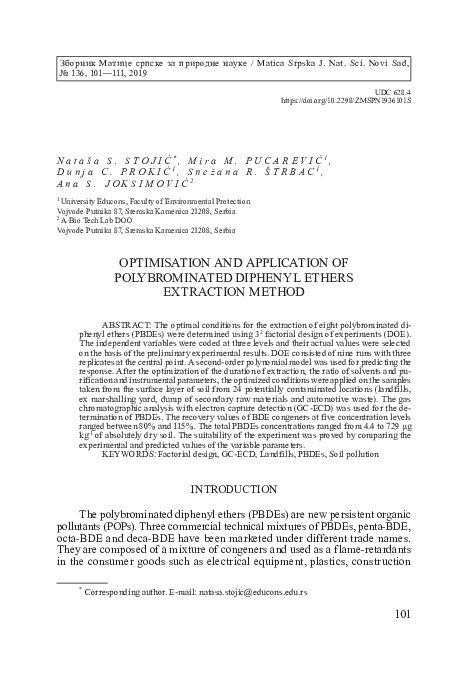 (PDF) Optimisation and application of polybrominated diphenyl ethers ...
