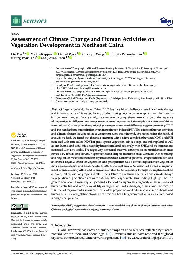 (PDF) Assessment of climate change and human activities on vegetation ...