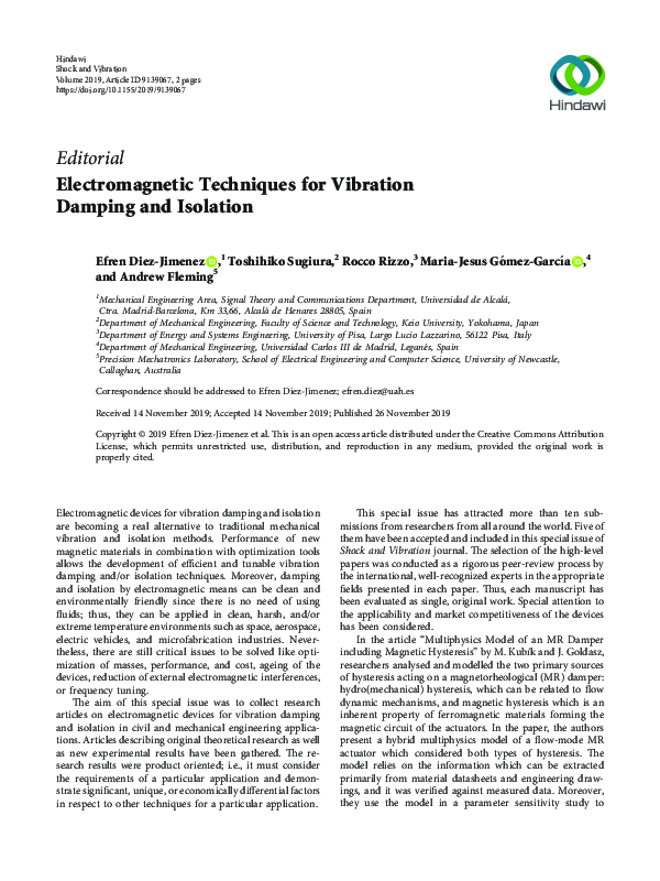 (PDF) Electromagnetic Techniques for Vibration Damping and Isolation