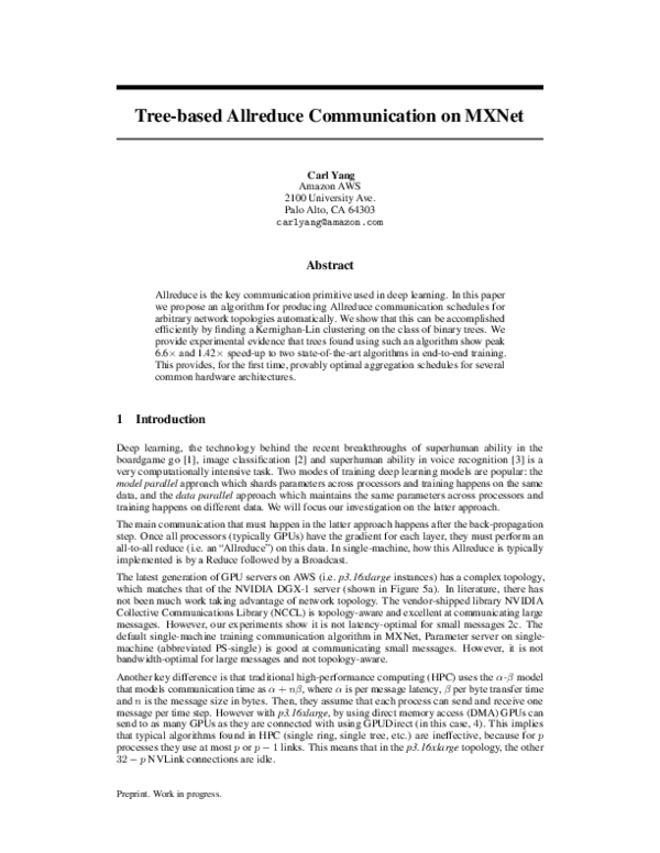 (PDF) Tree-based Allreduce Communication on MXNet