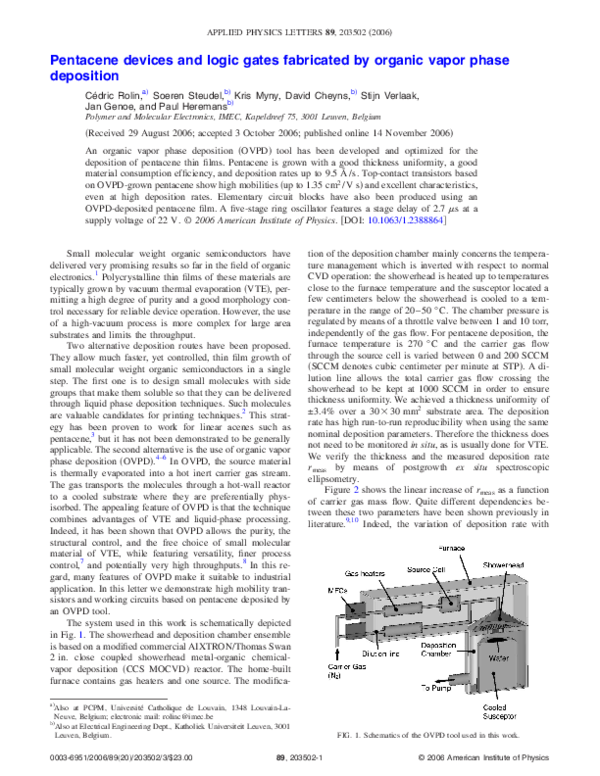 (PDF) Pentacene devices and logic gates fabricated by organic vapor ...