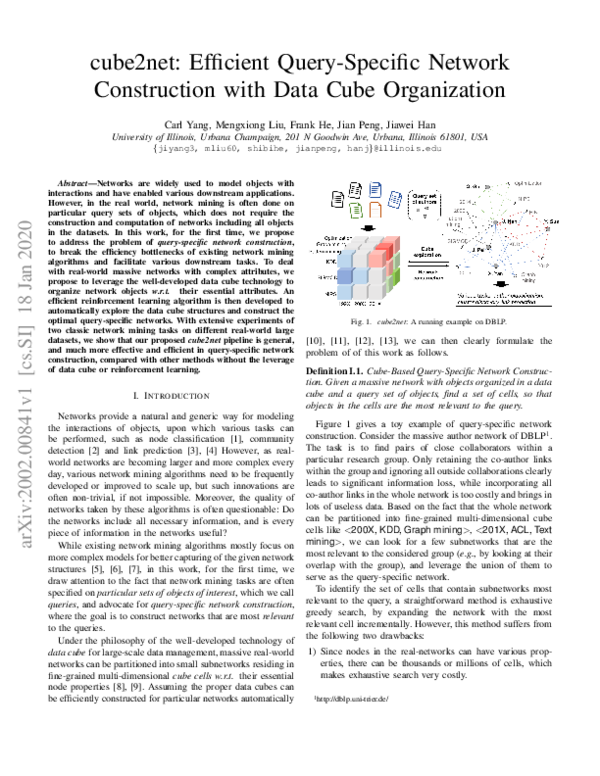 (PDF) cube2net: Efficient Query-Specific Network Construction with Data Cube Organization