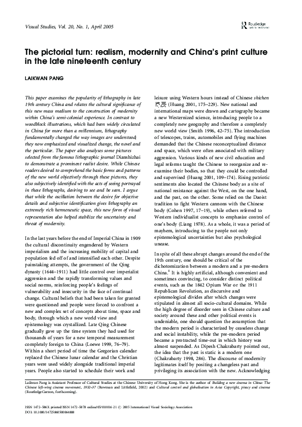 (PDF) The pictorial turn: realism, modernity and China's print culture ...