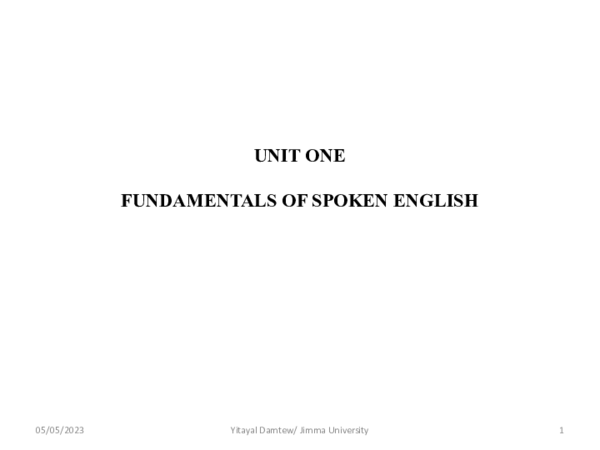 (PPT) Spoken English I ppt