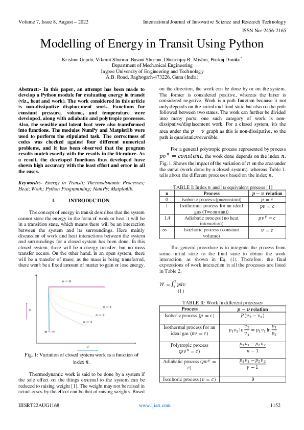 (PDF) Modelling of Energy in Transit Using Python